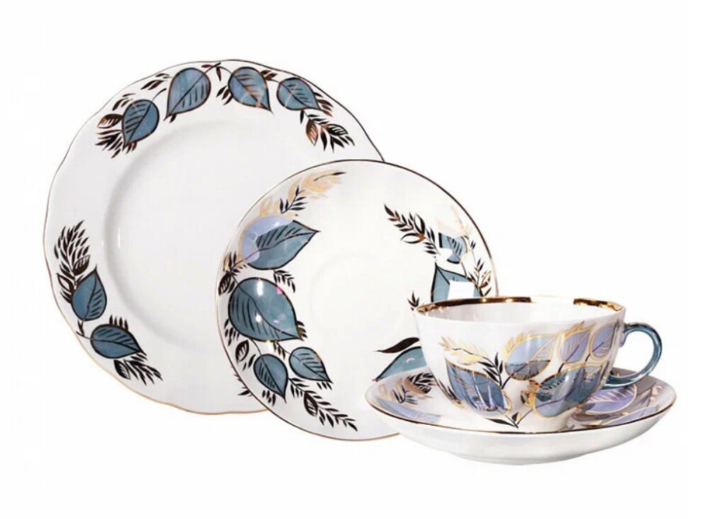 Комплект чайный ИФЗ Лунный 3 предмета (Тюльпан), Императорский фарфоровый завод, 81.10968.00.1