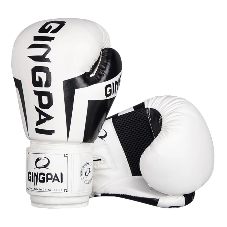 GINGPAI SPORT Боксерские перчатки 6/8/10/12 унций 10oz, Белый, No.1 white