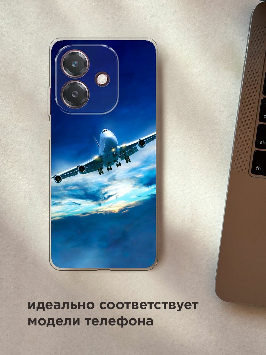Чехол на Oppo A3/A3x / Оппо А3/A3x с принтом "Самолет в небе" — фото 1