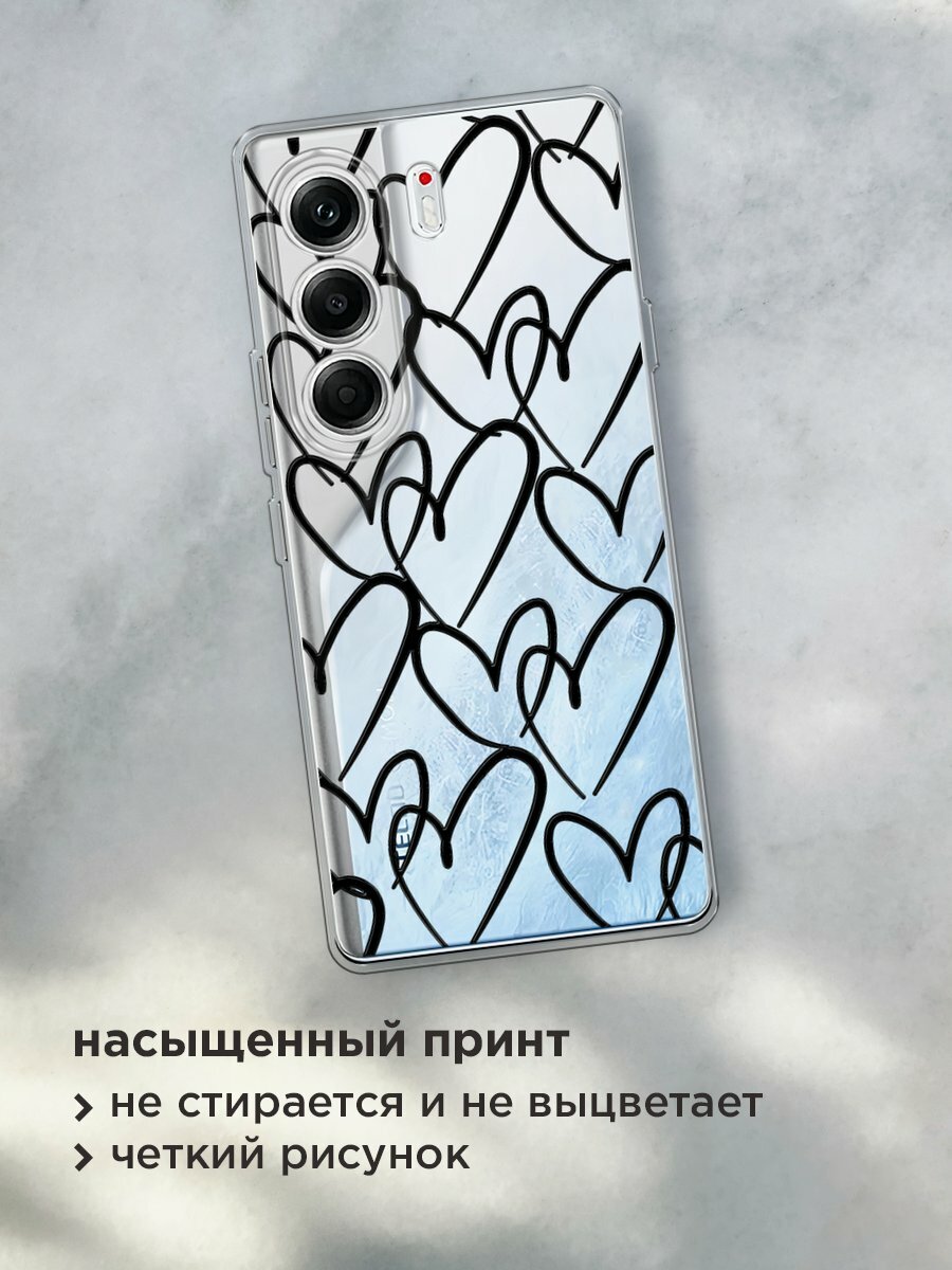 Чехол на Tecno Camon 40 Pro / Текно Камон 40 Про с принтом "Hearts doodle black 1" — фото 1