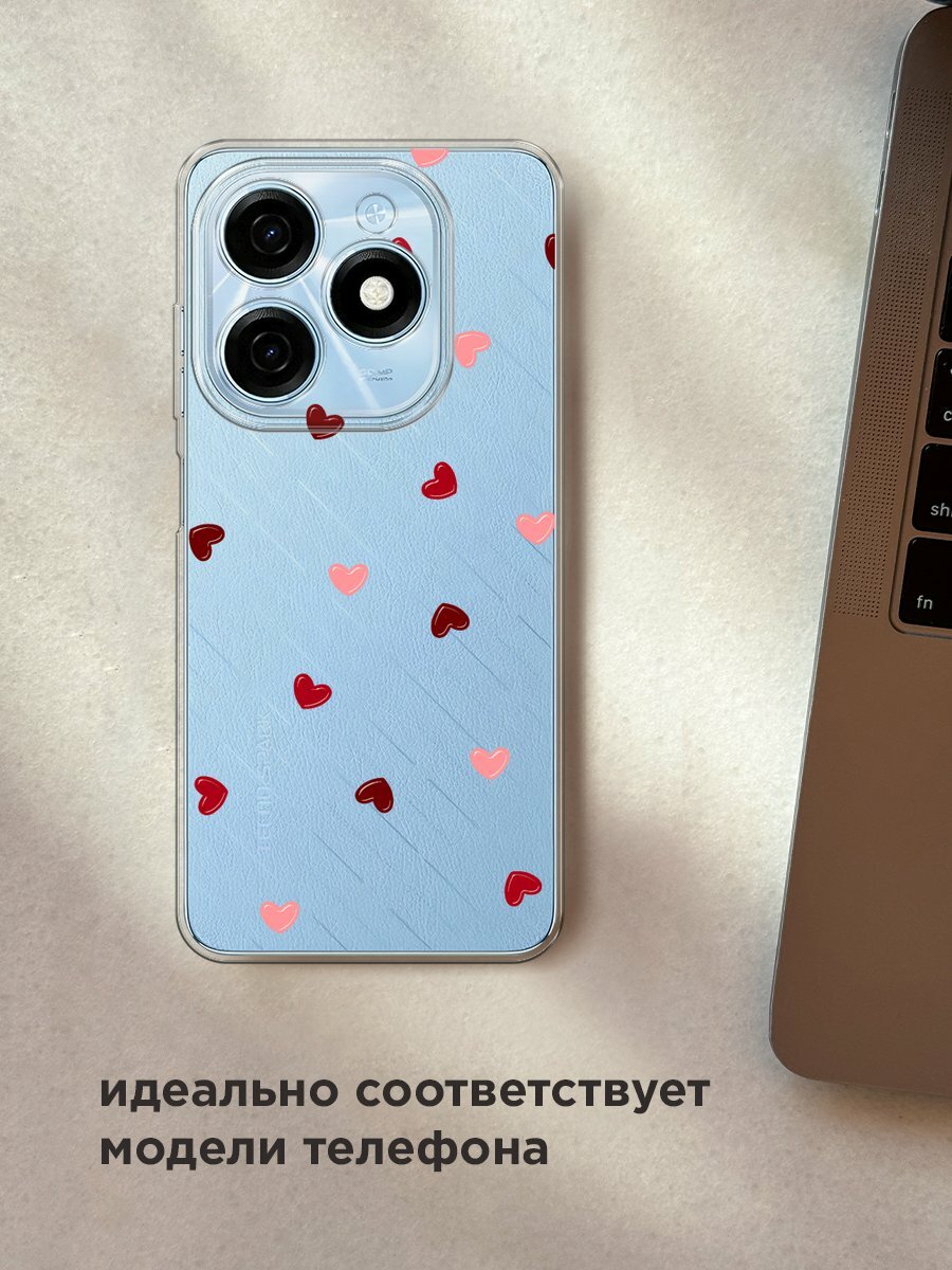Чехол на Tecno Spark 20 / Текно Спарк 20 с принтом "Бордовые сердечки 2" — фото 1