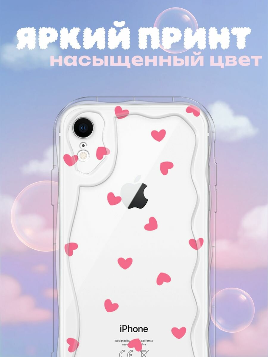 Чехол на Apple iPhone XR / Айфон XR с принтом Паттерн розовые сердечки — фото 1