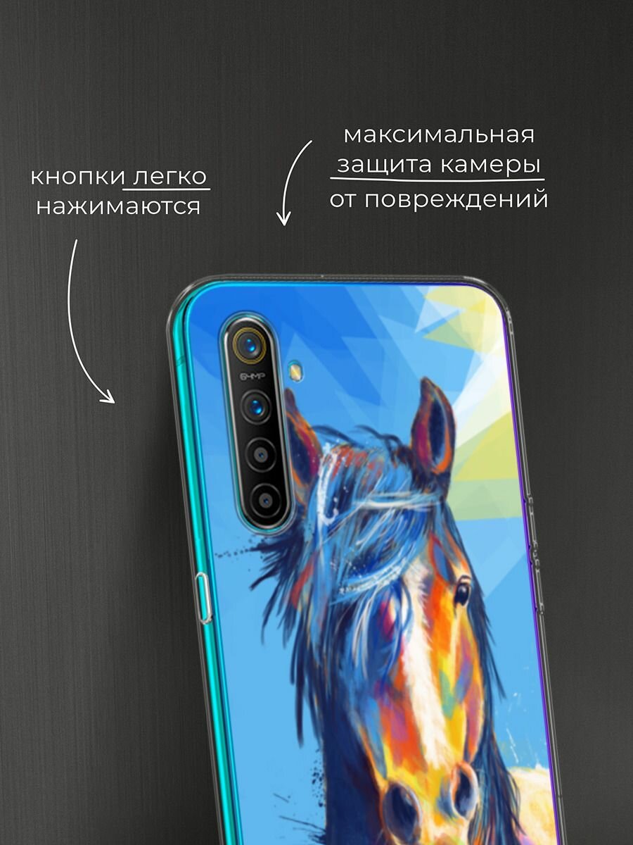 Силиконовый чехол на Realme XT / Реалми XT с принтом "Лошадь арт 3" — фото 1