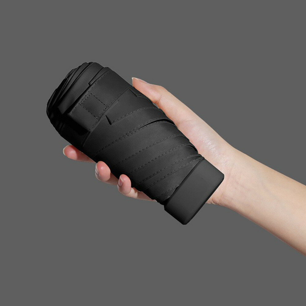 Капсульный легкий зонт с ручным открытием и закрытием для офиса и прогулок черный