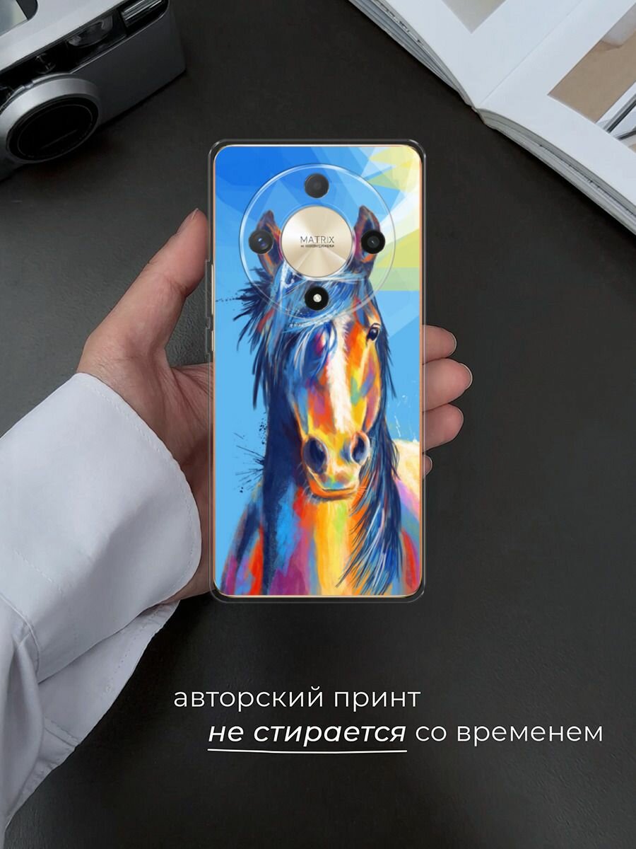 Силиконовый чехол на Honor X9b / Хонор X9B с принтом "Лошадь арт 3" — фото 1