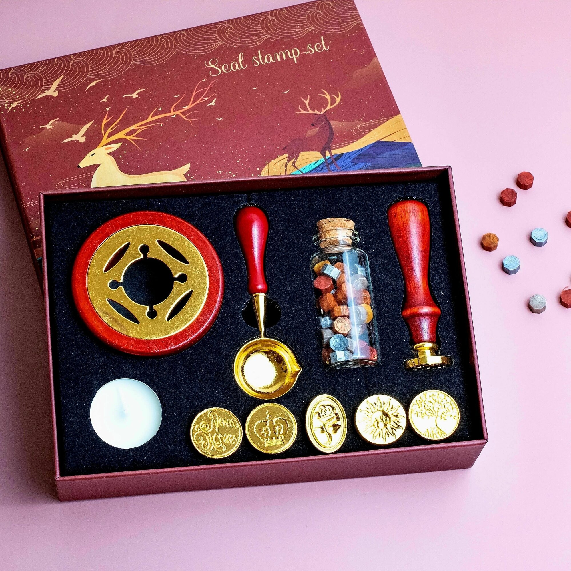 Подарочный набор для сургучной печати Красное дерево SQNKJ