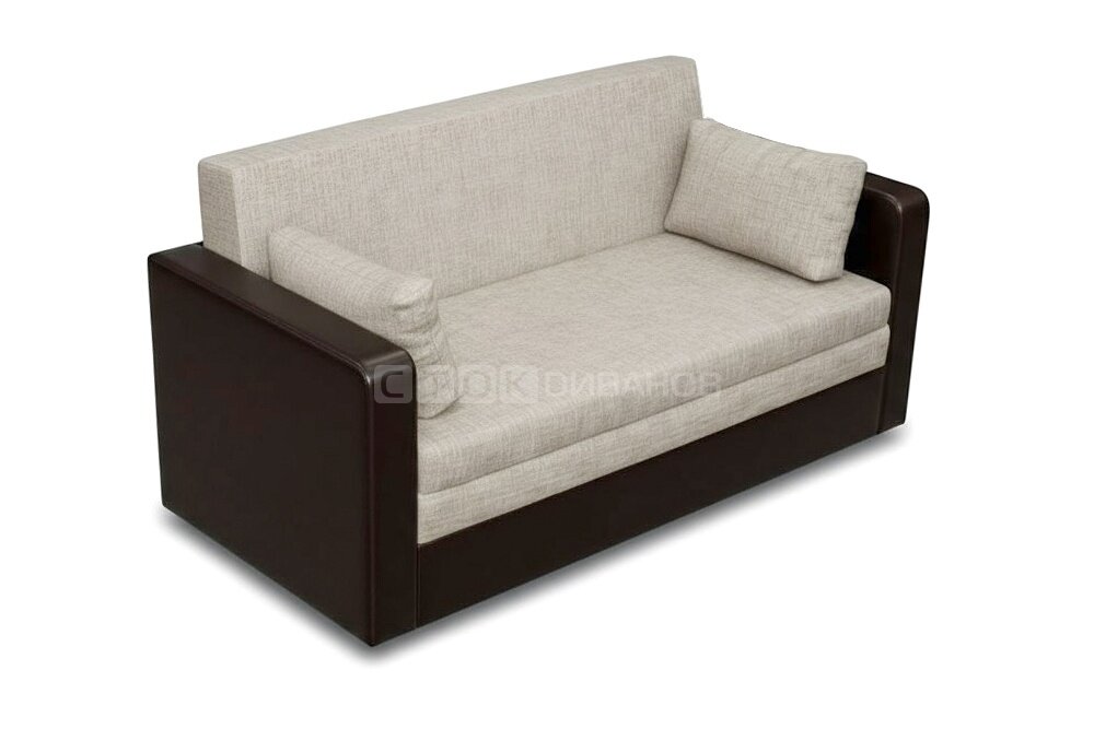 Диван Сток Диванов Соло Beige серо-бежевая рогожка 115 см, механизм выкатной