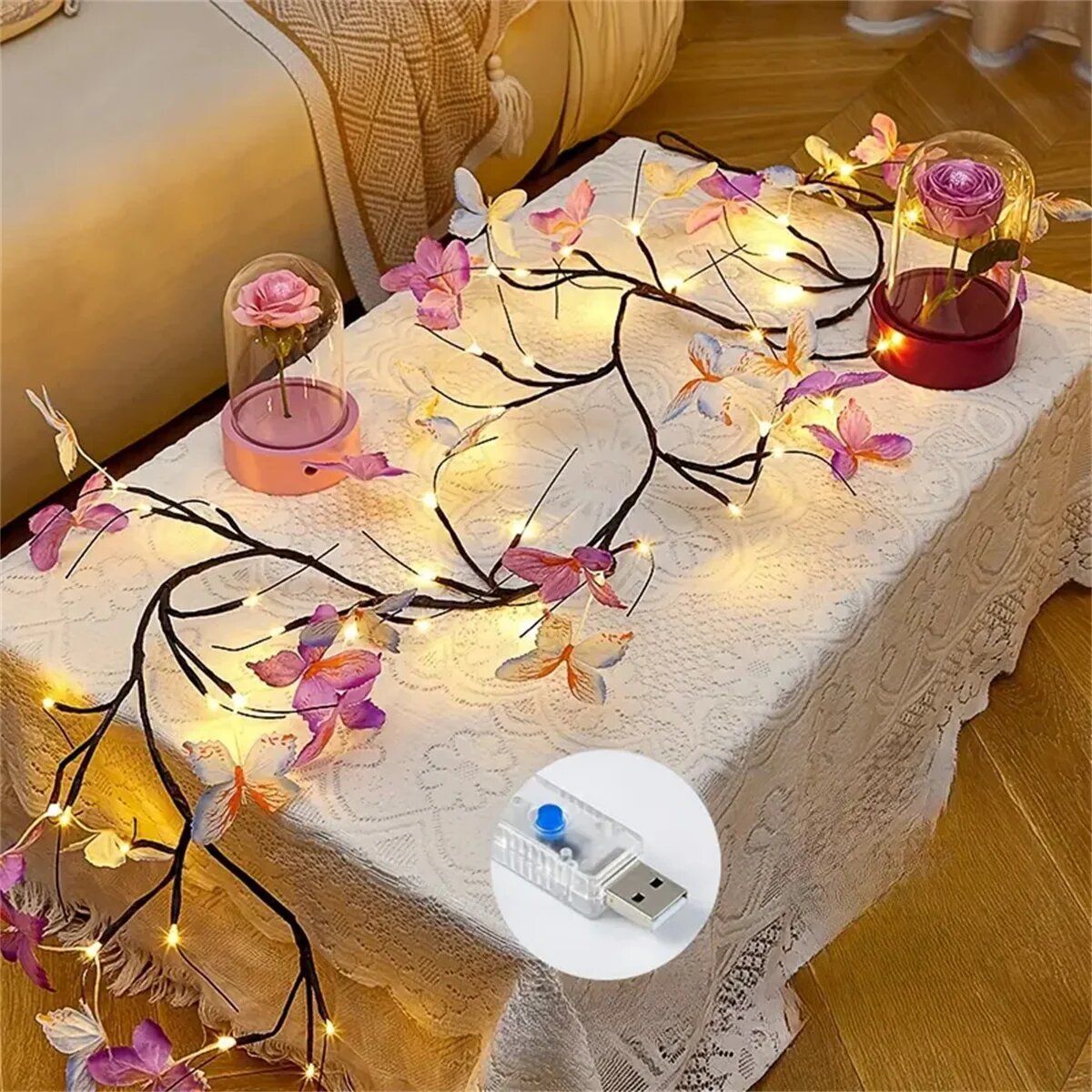 Гирлянда светодиодная Haoze 30 LED, 1.3 м, 8 режимов, слоновая кость, 2pc