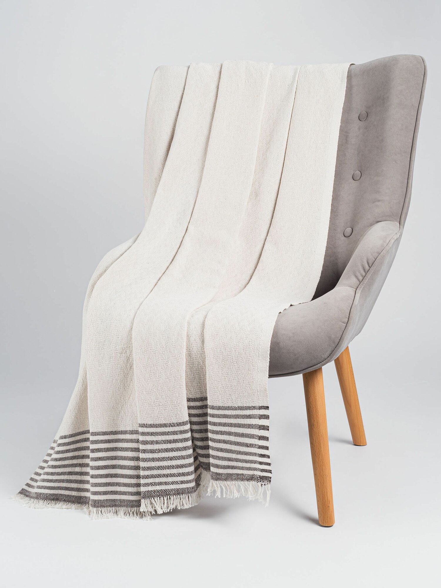 Плед DIVA Tex "Elisa", хлопок, 170x210см, цвет кремовый, с бахромой