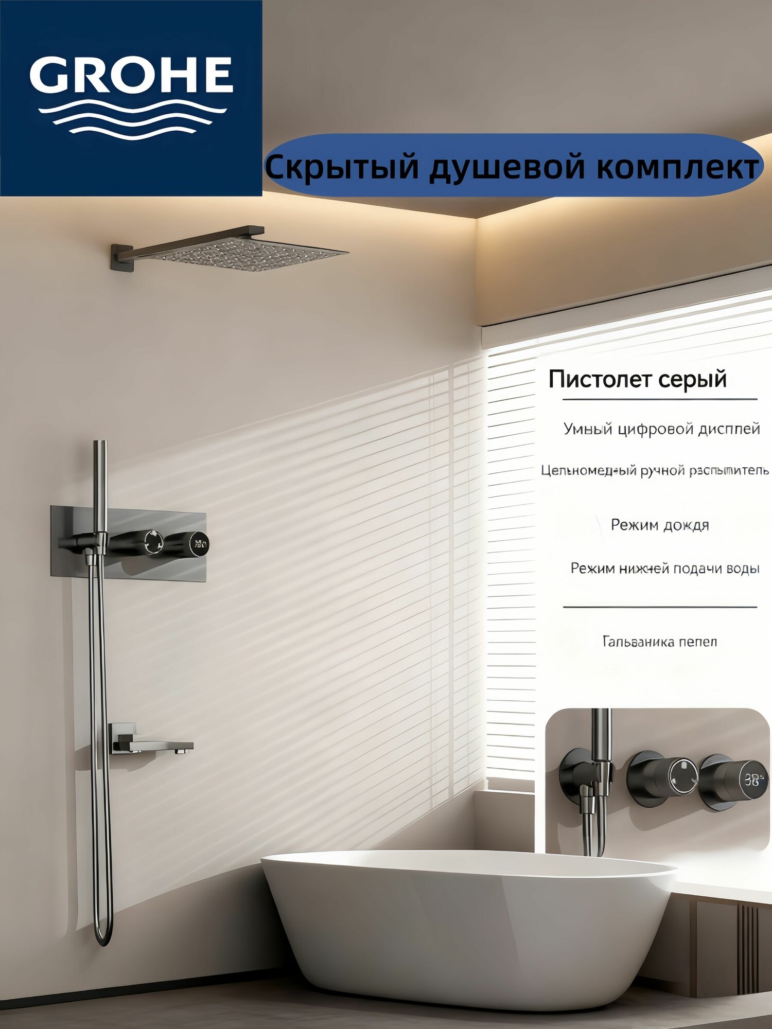 GROHE настенный душевой набор, скрытый встраиваемый душ в коробку душевой комплект