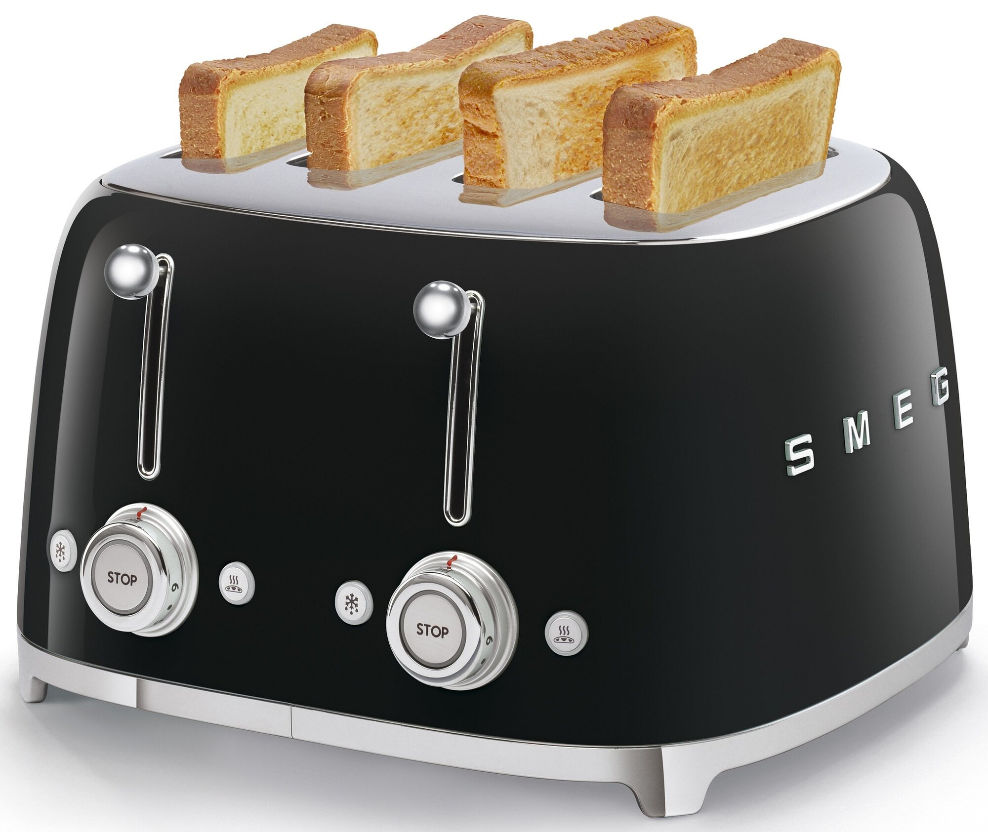 Тостер Smeg TSF03BLEU, на 4 ломтика, цвет черный, мощность 2000 Вт