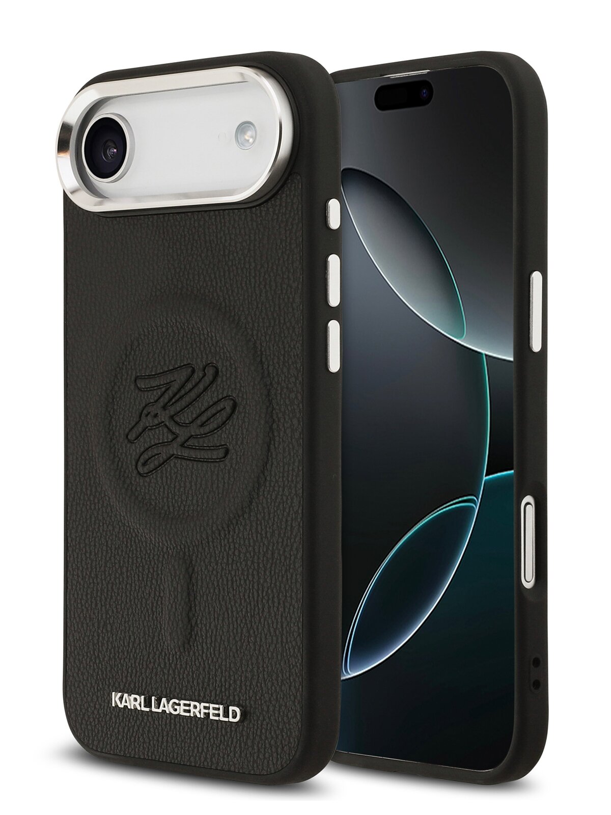 Karl Lagerfeld чехол с MagSafe для iPhone Air, PU кожа с тисненными инициалами, черный