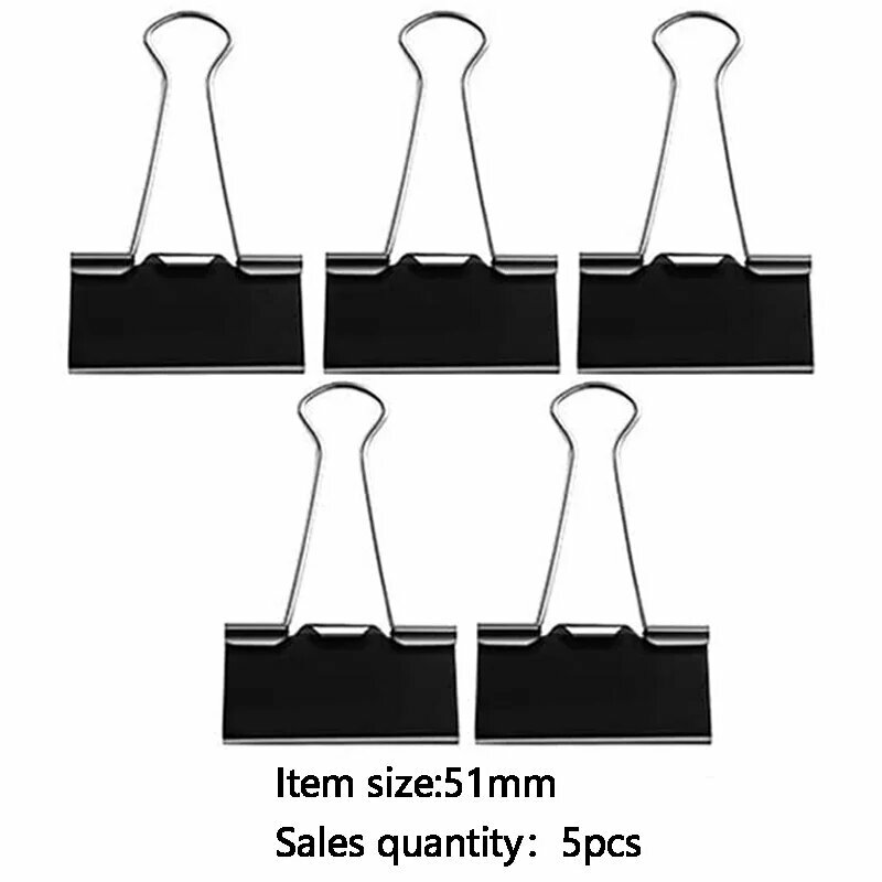 Металлические зажимы для бумаг 15/19/25/32/41/51 мм 51mm 5pcs