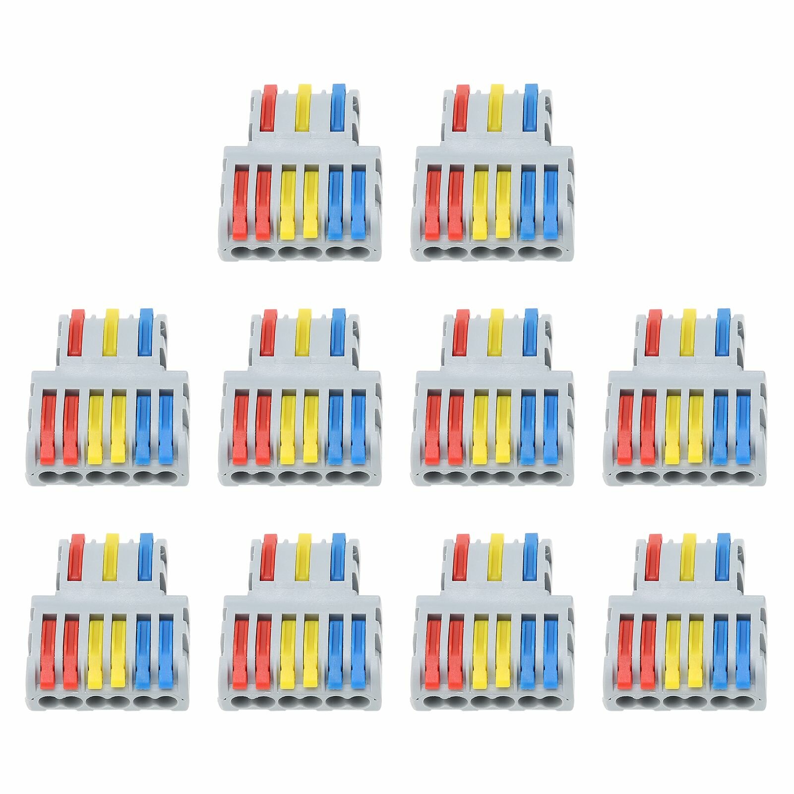 10 шт, разъем для проводов, рычаг, быстрая клеммная колодка, 6 на 3, аксессуары для электропроводки, 250 В, 32 А