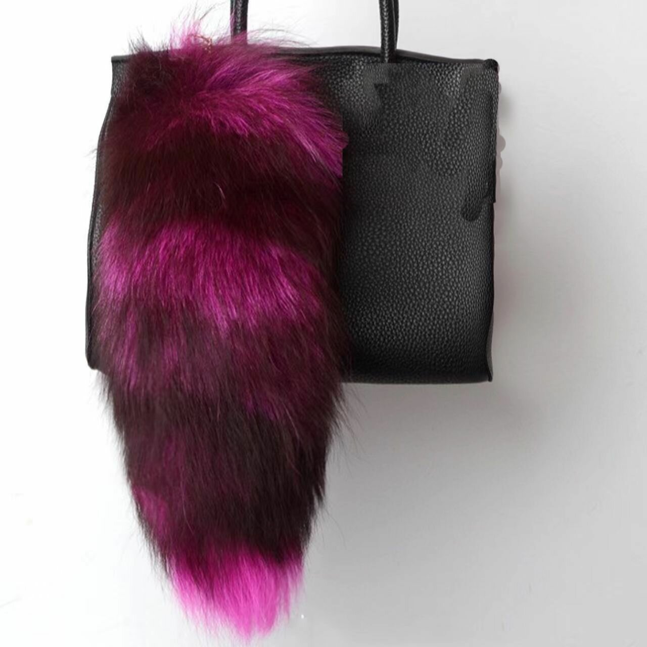 Хвост для квадробики на карабине серый белый длинный пушистый / кошка / для квд