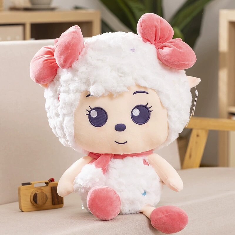 Настоящая плюшевая игрушка «Ленивая овечка», милая и приятная на ощупь, красивая овечка-плюш, детская мягкая игрушка,