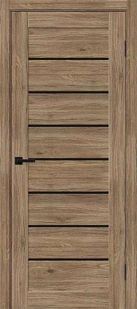 BRAVO Межкомнатная дверь 200*60, Браво-22, Original Oak / Black Shine , Эко Шпон 200*60 Original Oak