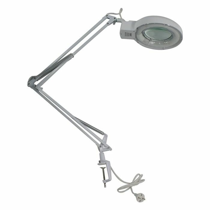 Лупа на струбцине круглая 3D с подсветкой, 127мм, белая REXANT