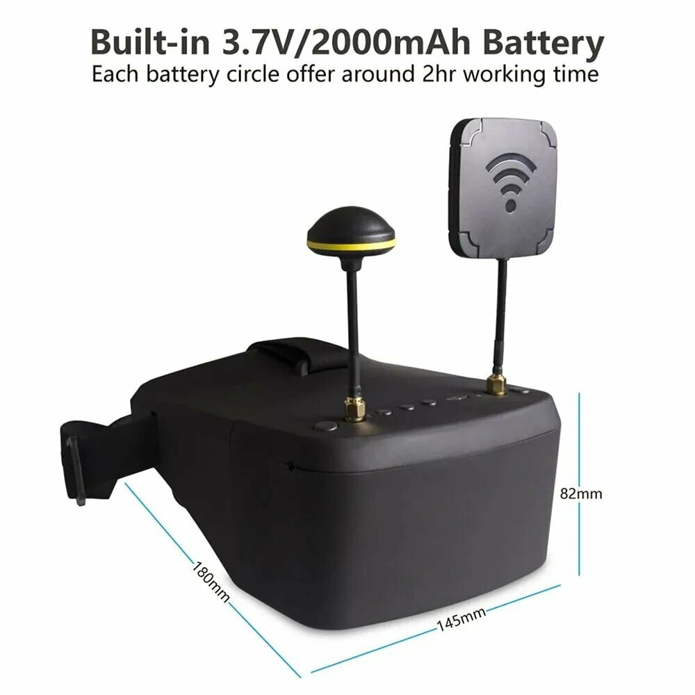 Очки FPV EV800D, 5" HD LCD, разрешение 800x480, 3,7В, 2000мАч