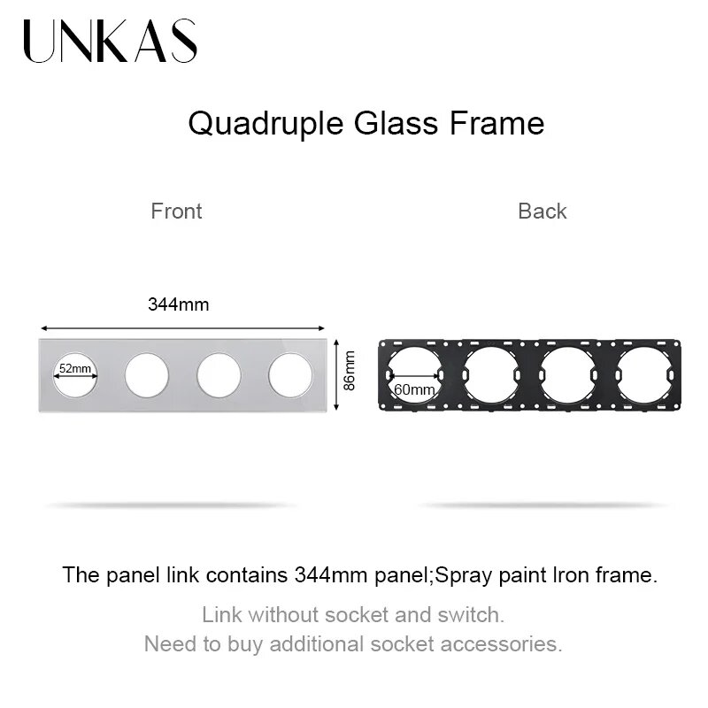 UNKAS Рамка для выключателя 344mm Gray Panel