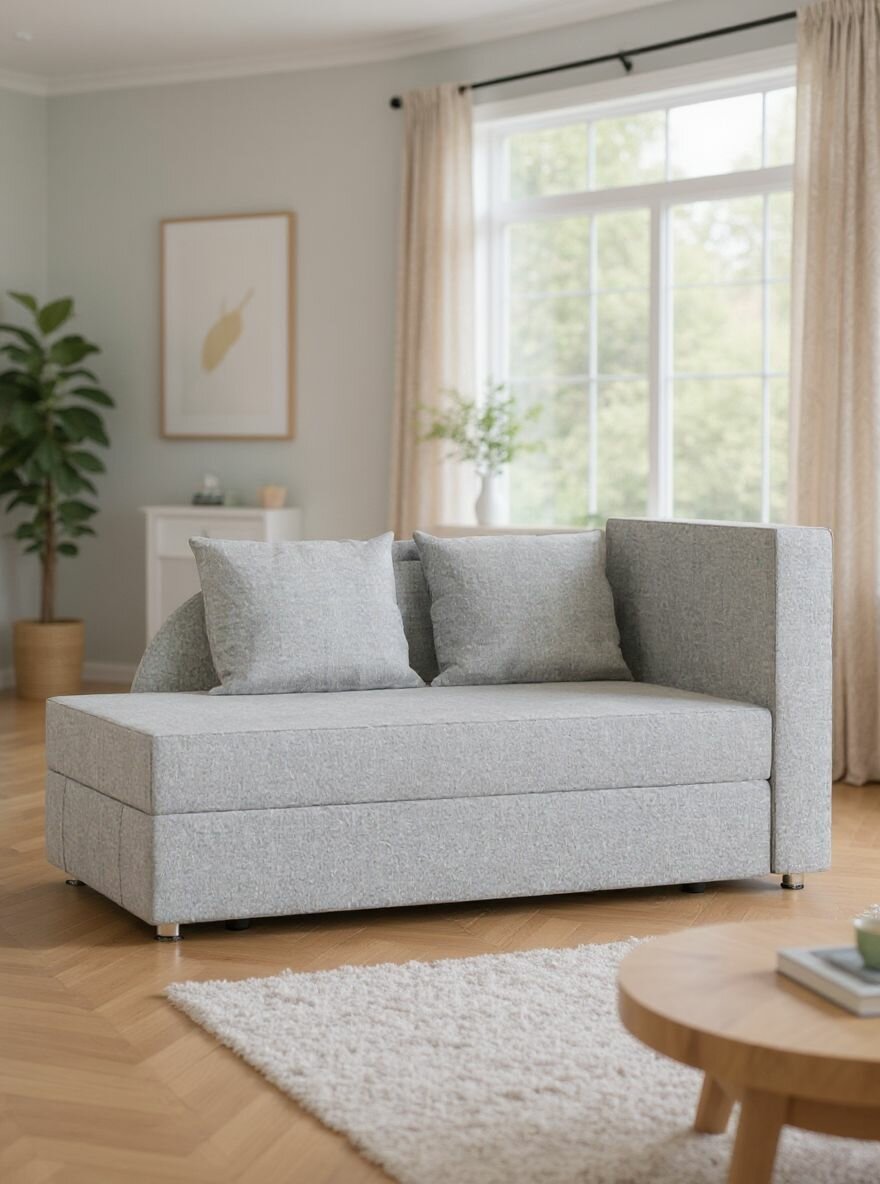 Диван-кровать угловой выкатной "Малютка" с ящиком для белья, рогожка