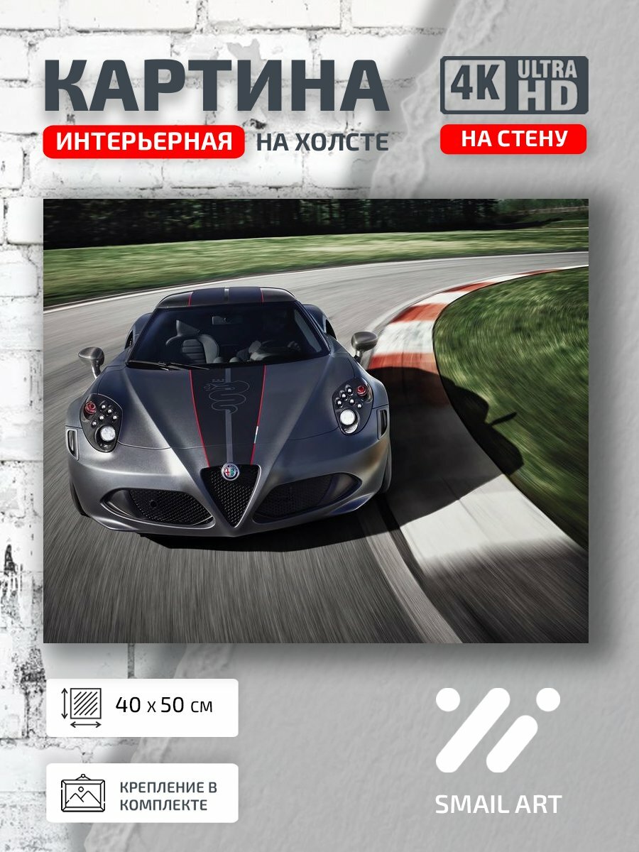 Картина на холсте интерьерная 40 на 50 на стену Вираж Car для киномана авто дизайн интерьер