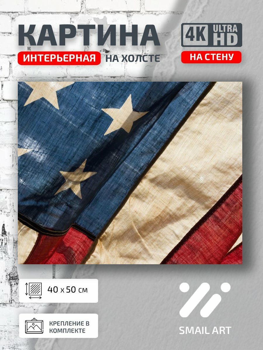 Картина на холсте интерьерная 40 на 50 на стену Флаг Mood для офиса атмосфера интерьер