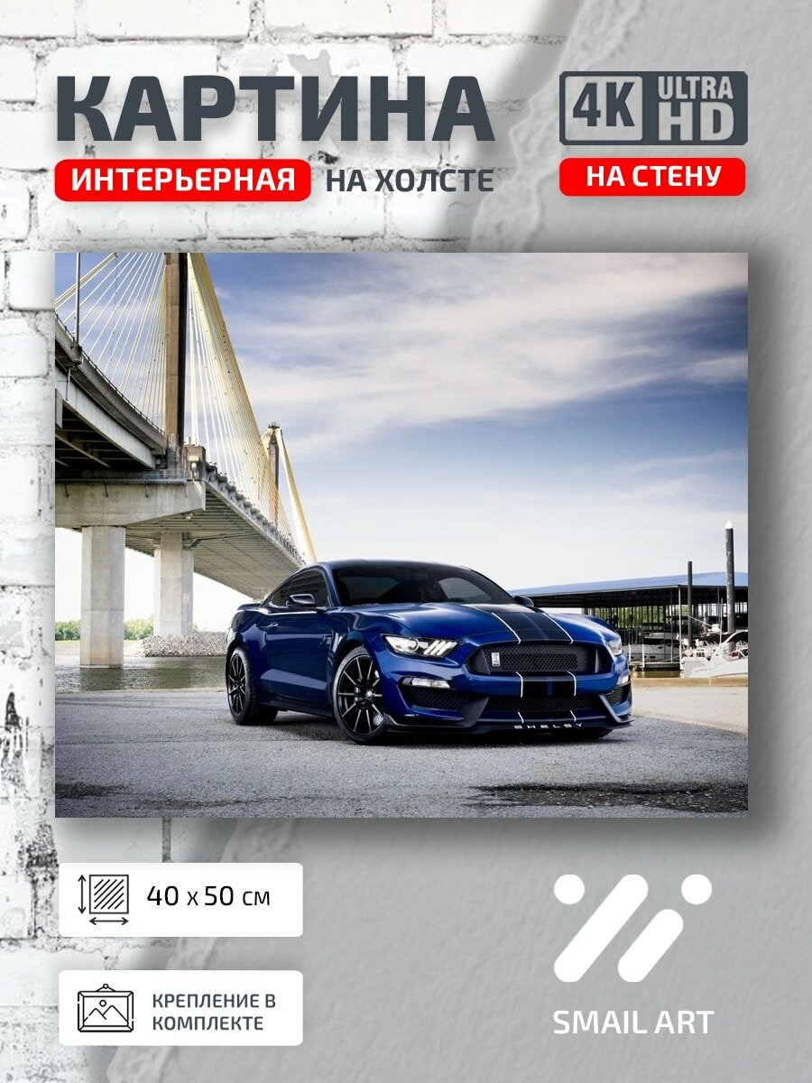 Картина на холсте интерьерная 40 на 50 на стену Shelby GT350 для кабинета атмосфера