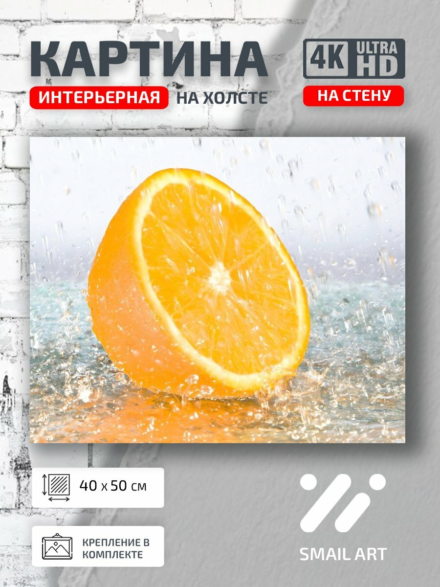 Картина на холсте интерьерная 40 на 50 на стену Вода Food для гостиной кулинария интерьер
