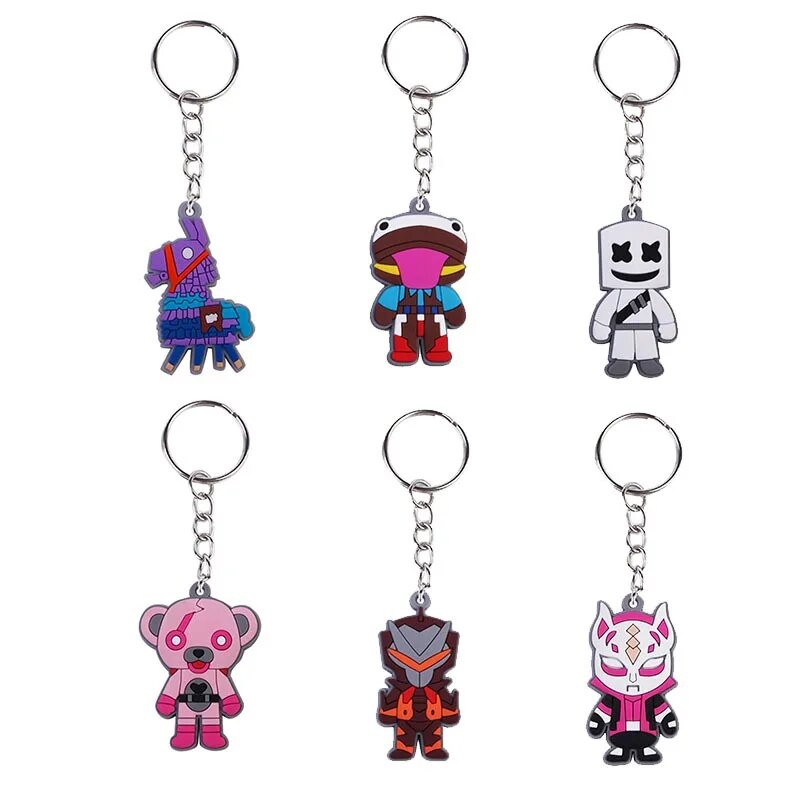 6 шт, тема игры Fortnite, кукла из ПВХ, брелок для ключей, сумка, кулон, аниме Kawaii, брелок для ключей, игрушка, косплей, брелок для ключей, украшение, детский подарок на день рождения