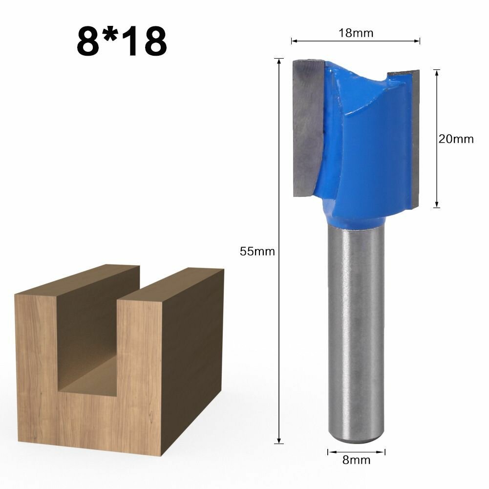 Фреза пазовая прямая 18 х 20 мм, хвостовик 8 мм