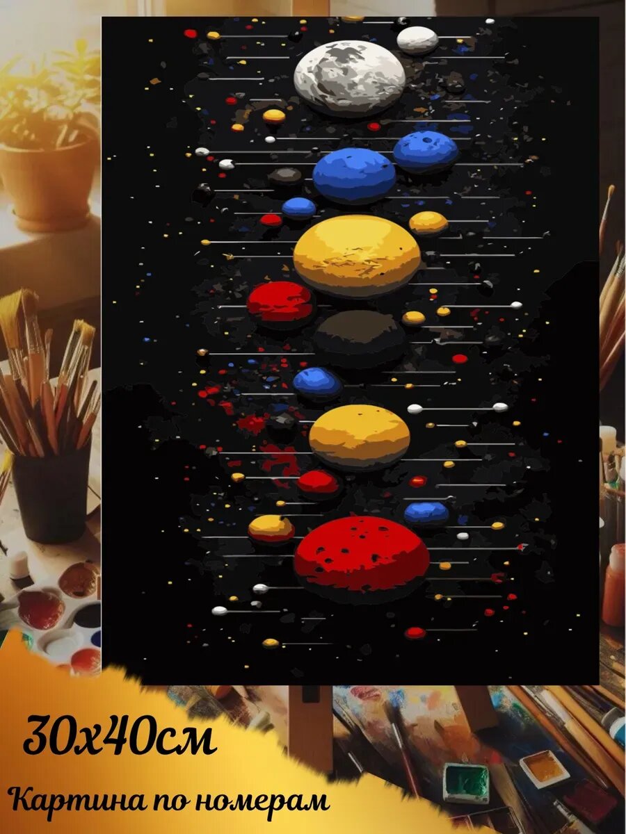 Картина по номерам Планеты, на холсте на подрамнике, 30x40 см