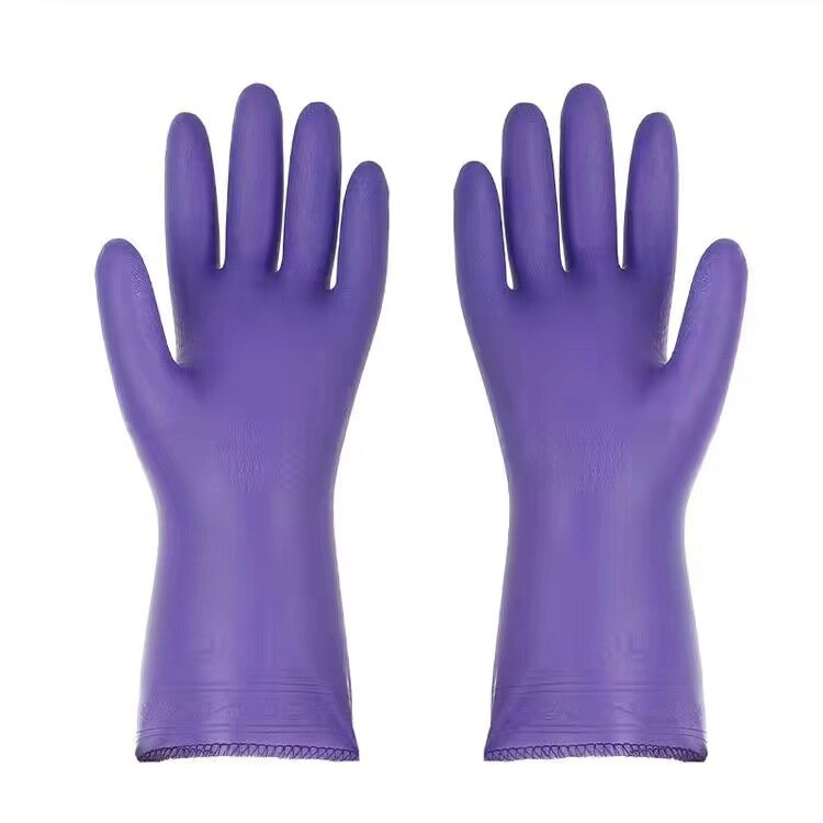 Плюшевые короткие перчатки для мытья посуды для работы по дому, водонепроницаемые резиновые кожаные перчатки из ПВХ,