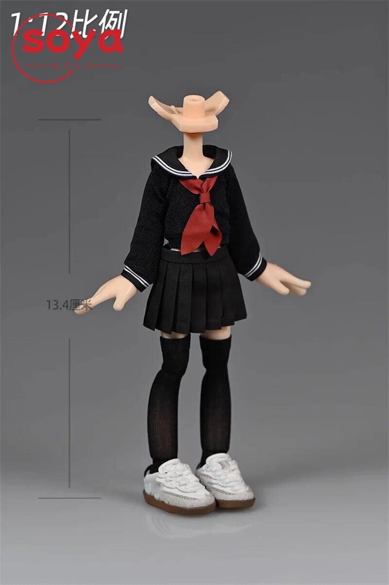 Школьная форма 1/12 для Azone Body Girl Черный, Q tops and skirt