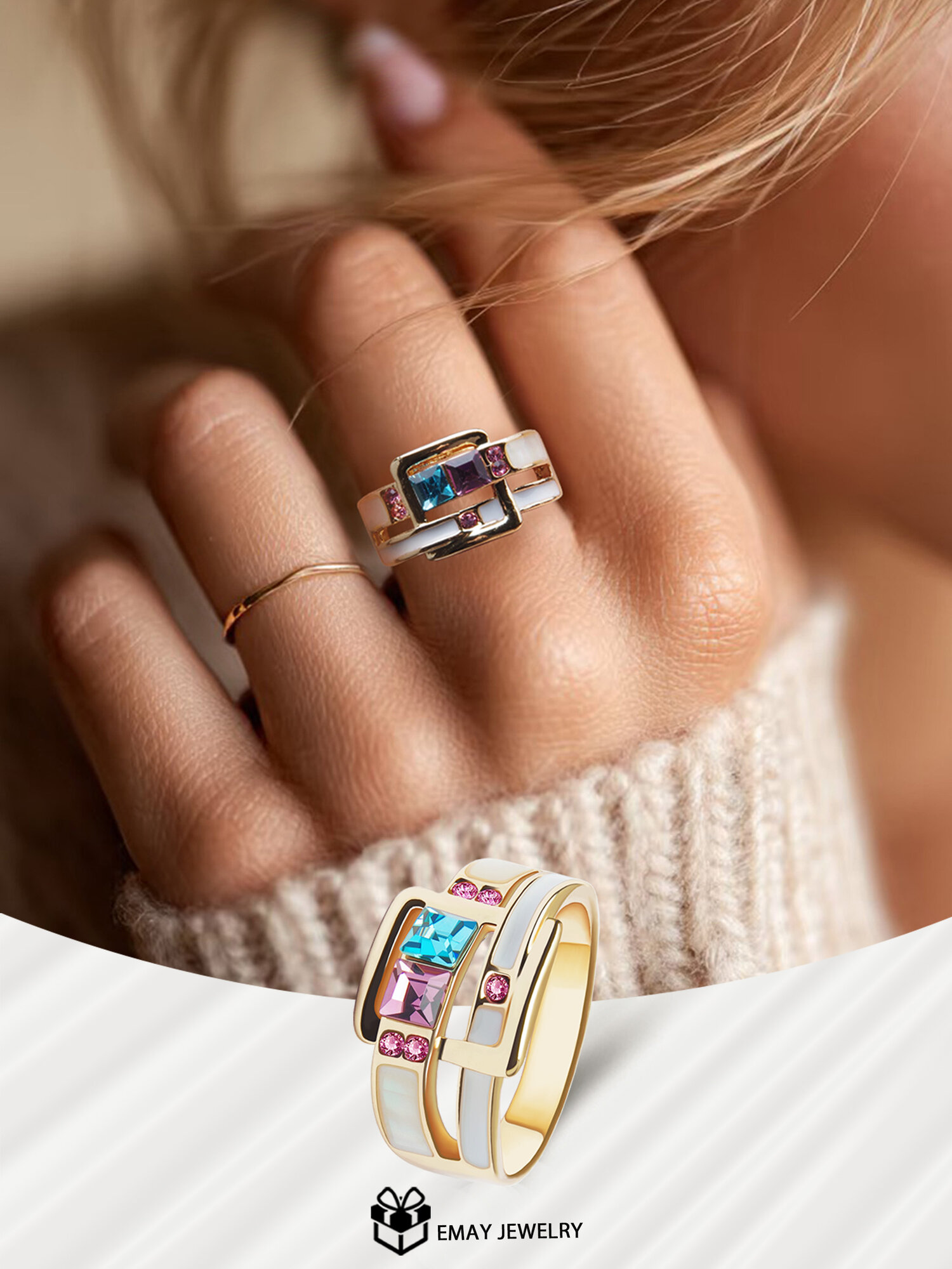 Кольцо, искусственный камень, шпинель синтетическая