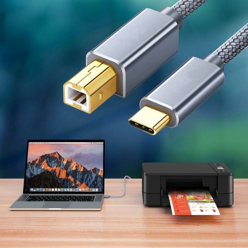 Кабель USB B — USB C для принтера, 2m — фото 1