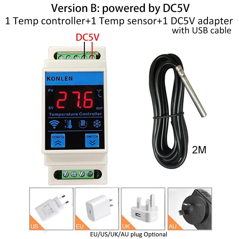Цифровой датчик температурной сигнализации с Wi-Fi, с релейным контроллером, внешний зонд, термометр Tuya Smart Life, термостат, дистанционный монитор