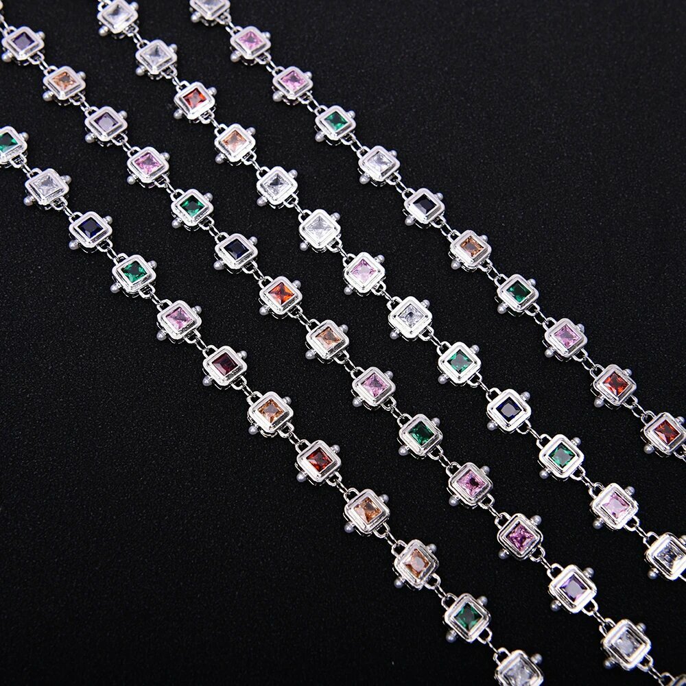 Цепочка AIPIAODEGUAIGUAI белая позолоченная с кубическим цирконием 1 метр