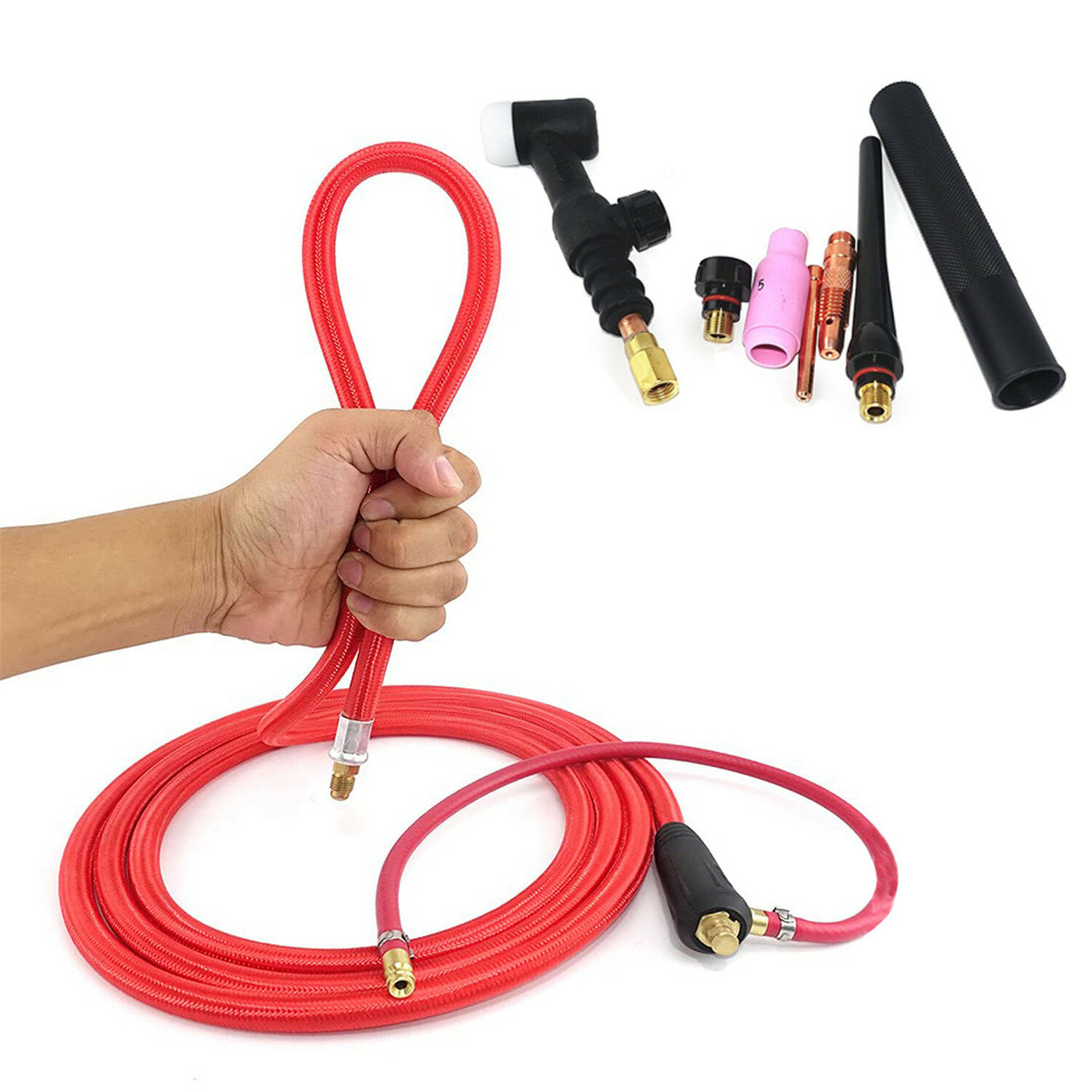 Сварочная горелка 150A 300см WP17FV TIG сварочная горелка мягкий красный шланг аргоном вольфрамовая дуга гибкий газовый клапан быстрый соединитель WP17 сварочная горелка для пайки, лужения, сварки