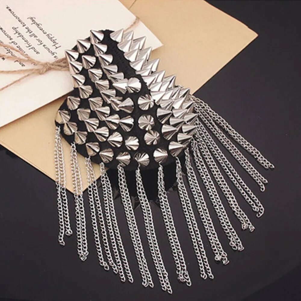 Модные наплечники с шипами бруш Epaulet Point TapereTettes, Серебро