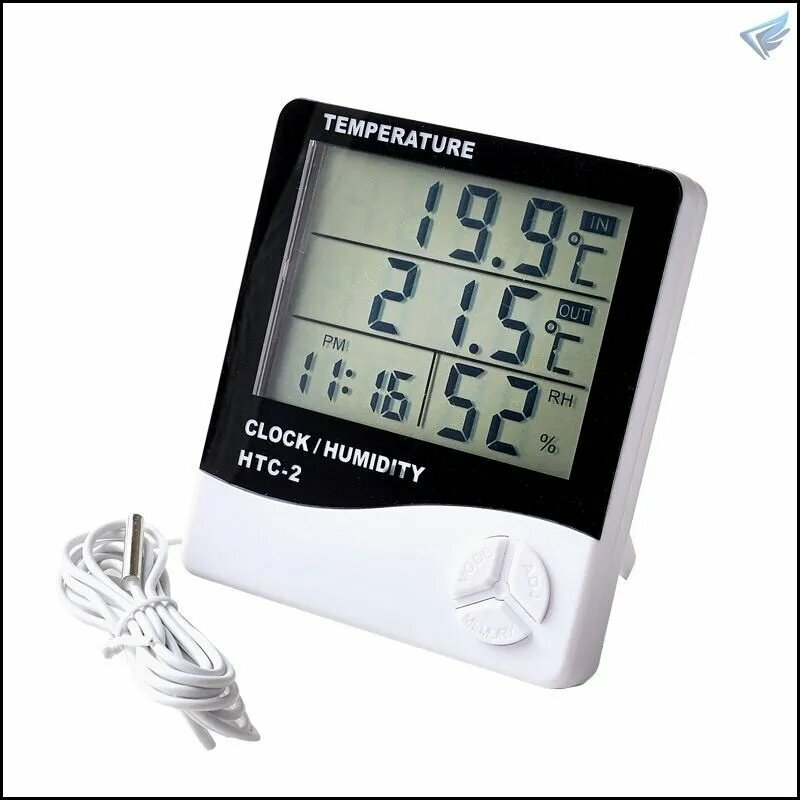 Стильная метеостанция HTC2 с выносным датчиком бестселлер: контроль температуры и влажности внутри и снаружи помещения, оснащена часами с функцией будильника для вашего комфорта