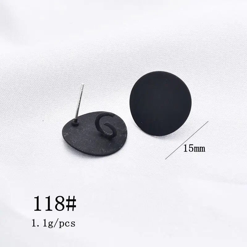 Черные круглые серьги 15 мм, 1.1g/pcs, 118#, Цвет: 7