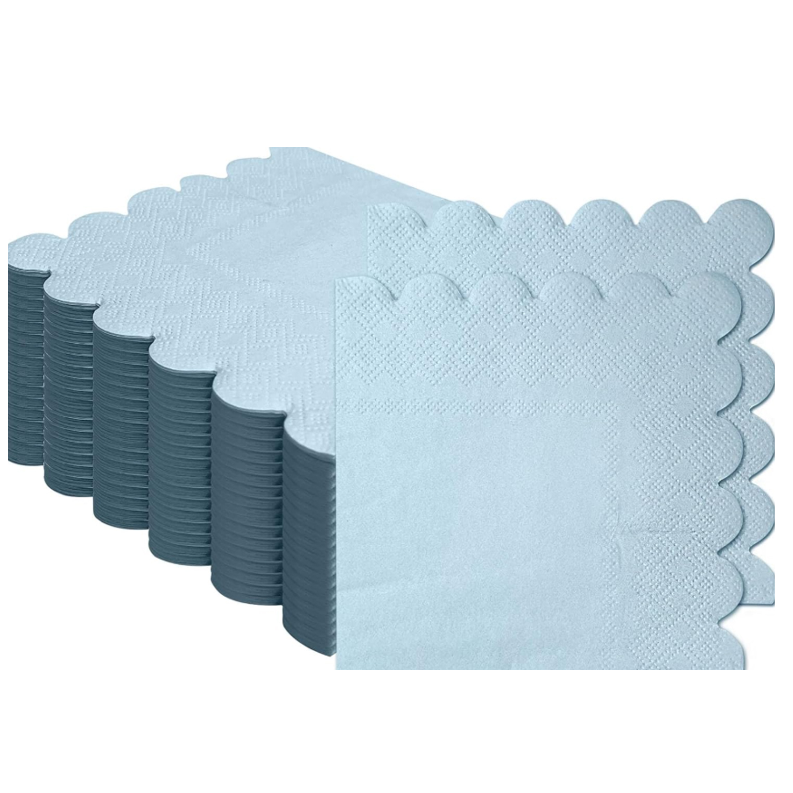 2 Layers Light Blue Fan Folding Disposable Cocktail Paper Towel Dining Table Wedding Birthday Party Light Blue Drink Napkin 100PC