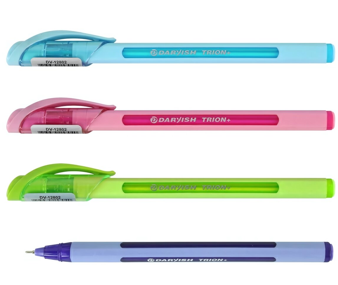 Ручка шарик. "Trion+" синяя, корпус трехгранный soft touch цвет ассорти (Darvish)
