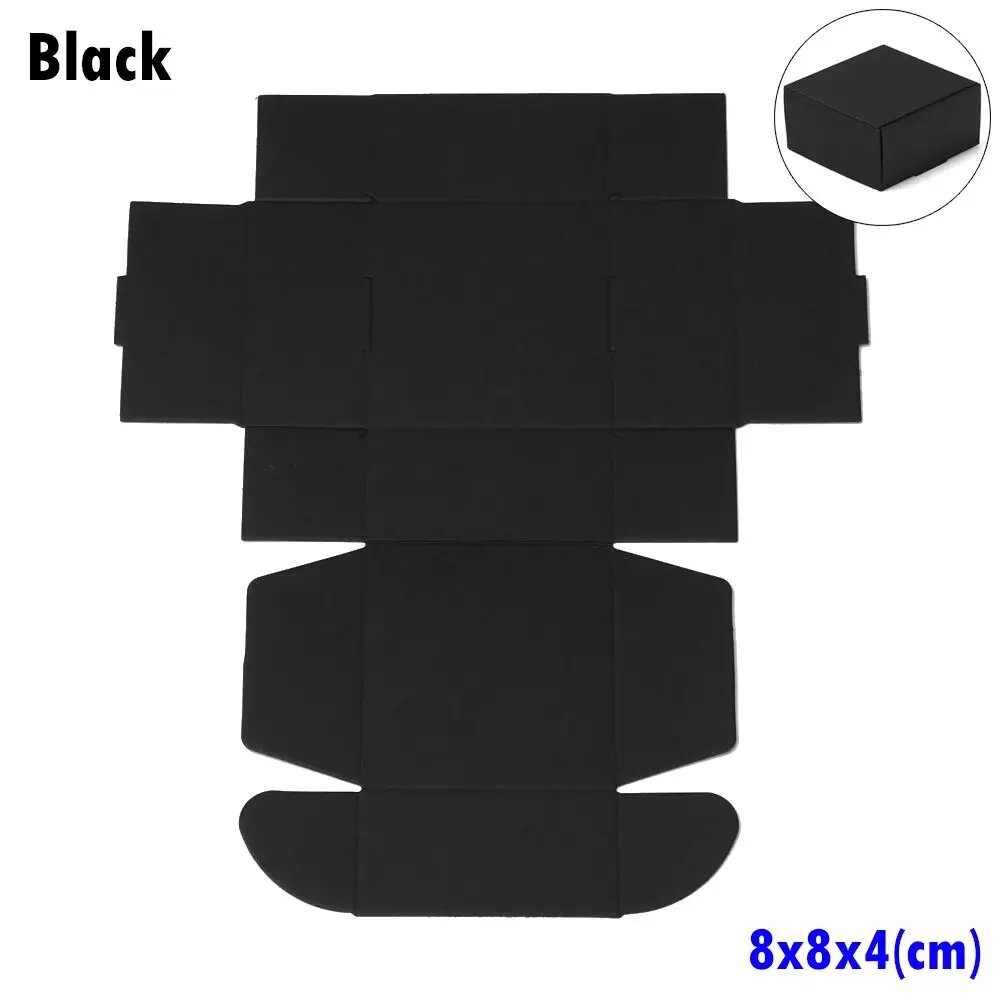 Картонные коробки для подарков из крафт-бумаги, набор из 10 штук Черный, black-8x8x4cm