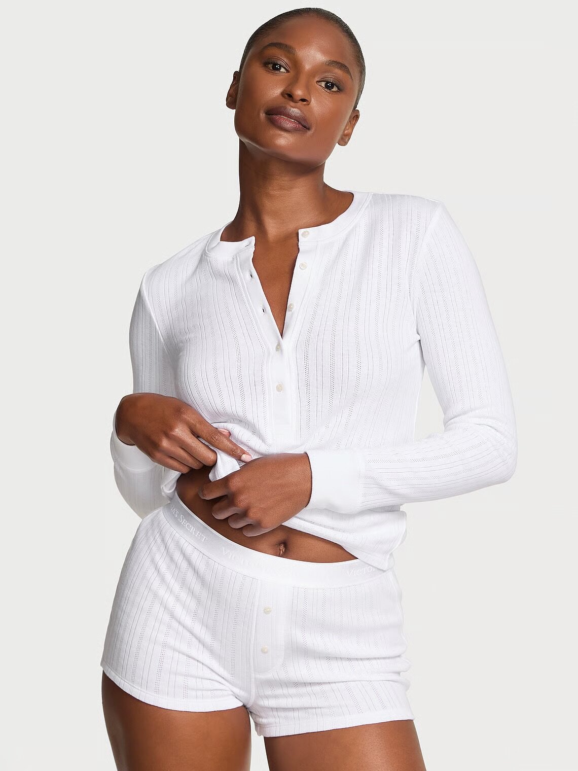 Платье Cozy Pointelle Henley Short Pajama Set