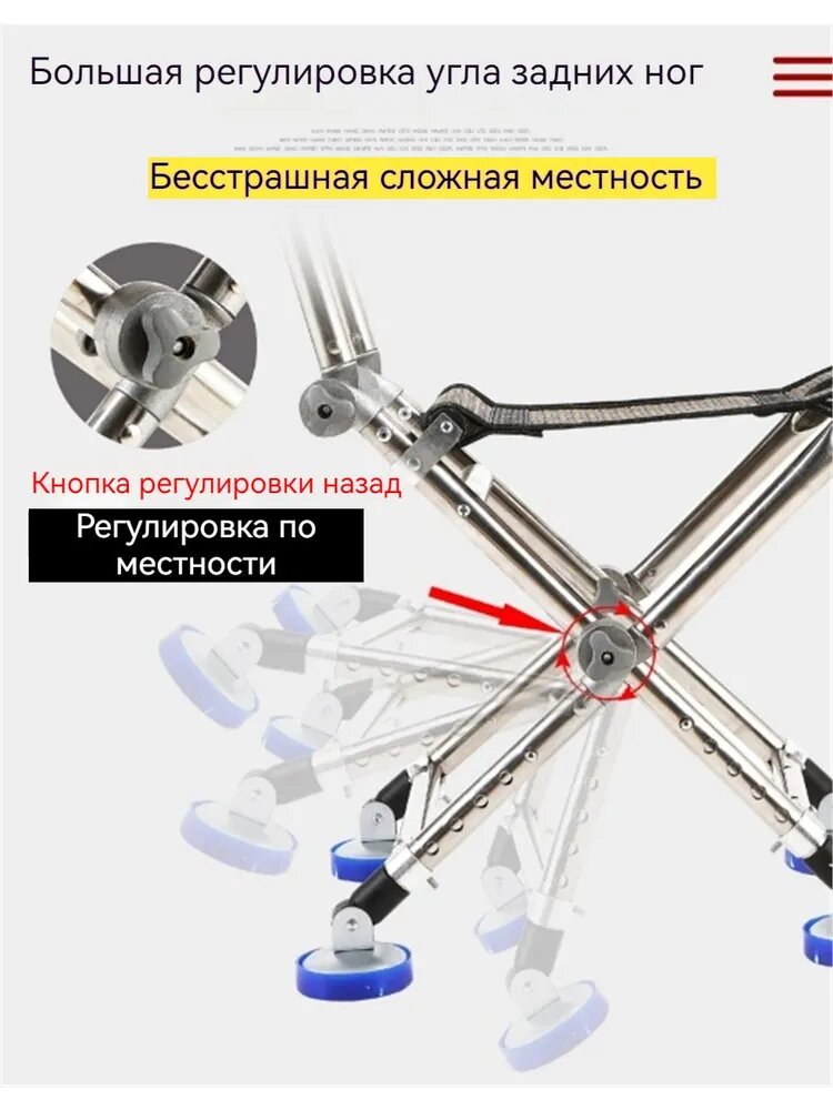 Кресло для рыбалки складное туристическое из нержавеющей стали 32*43*66 см, Макс. нагрузка 150 кг — фото 1