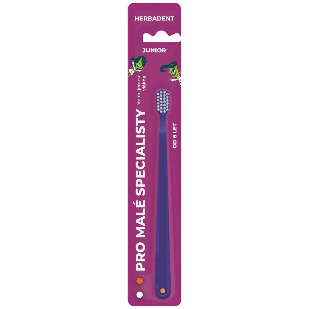 HERBADENT Детская очень мягкая зубная щетка Junior 6+, фиолетовая