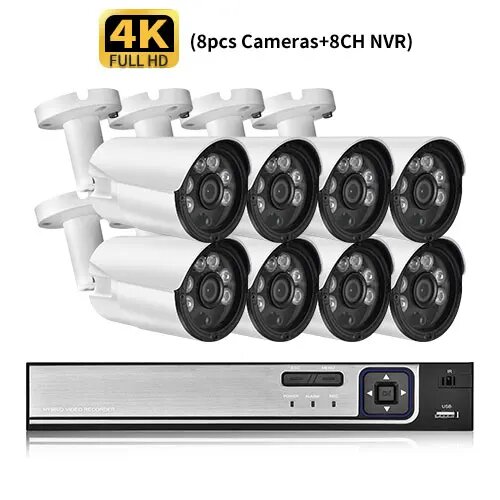 AZISHN 4K Ультра Full HD 8MP Домашняя камера безопасности Наружная домашняя камера безопасности CCTV Домашняя камера видеонаблюдения
