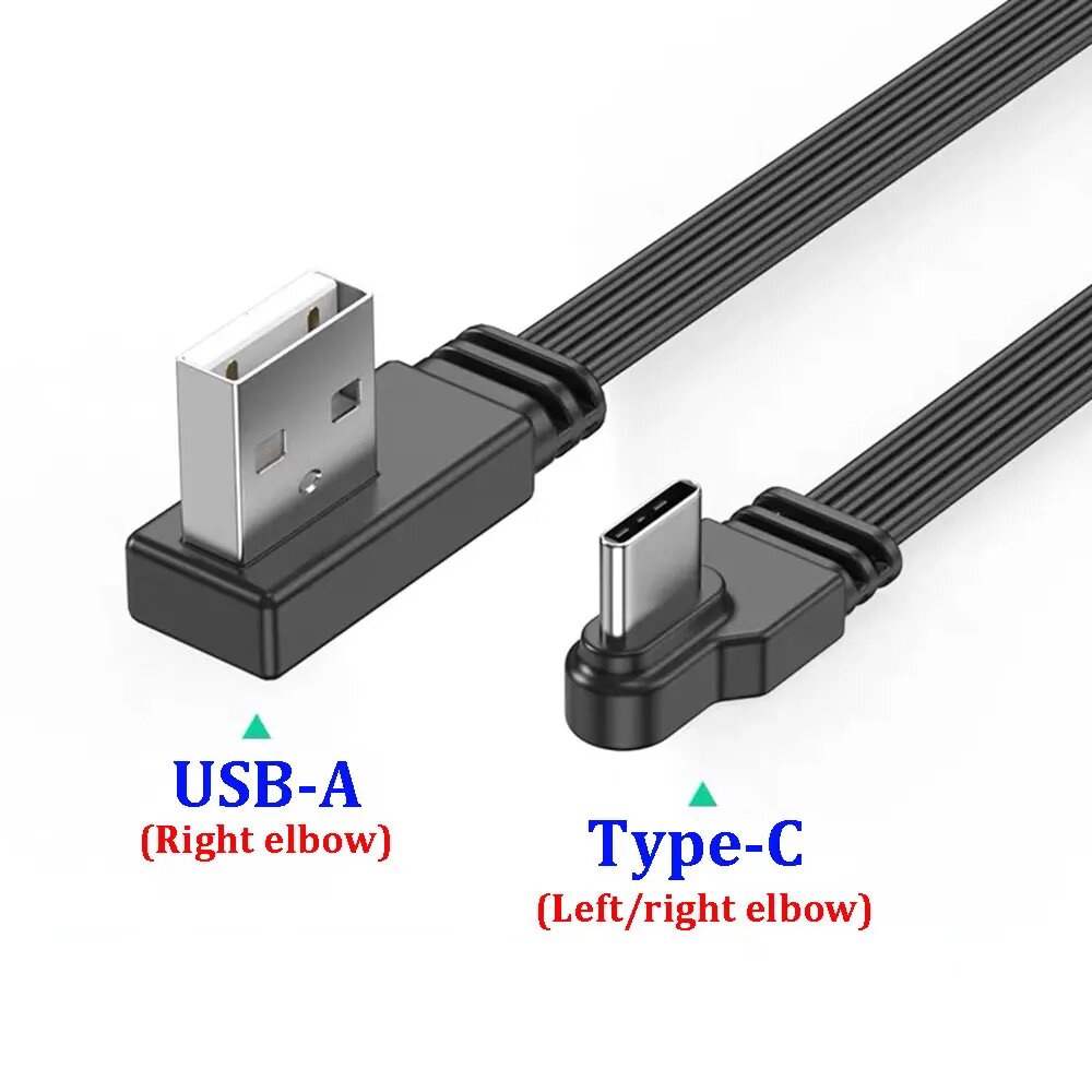 Плоский USB-A - Type-C кабель 10-100 см 30cm, NO.15